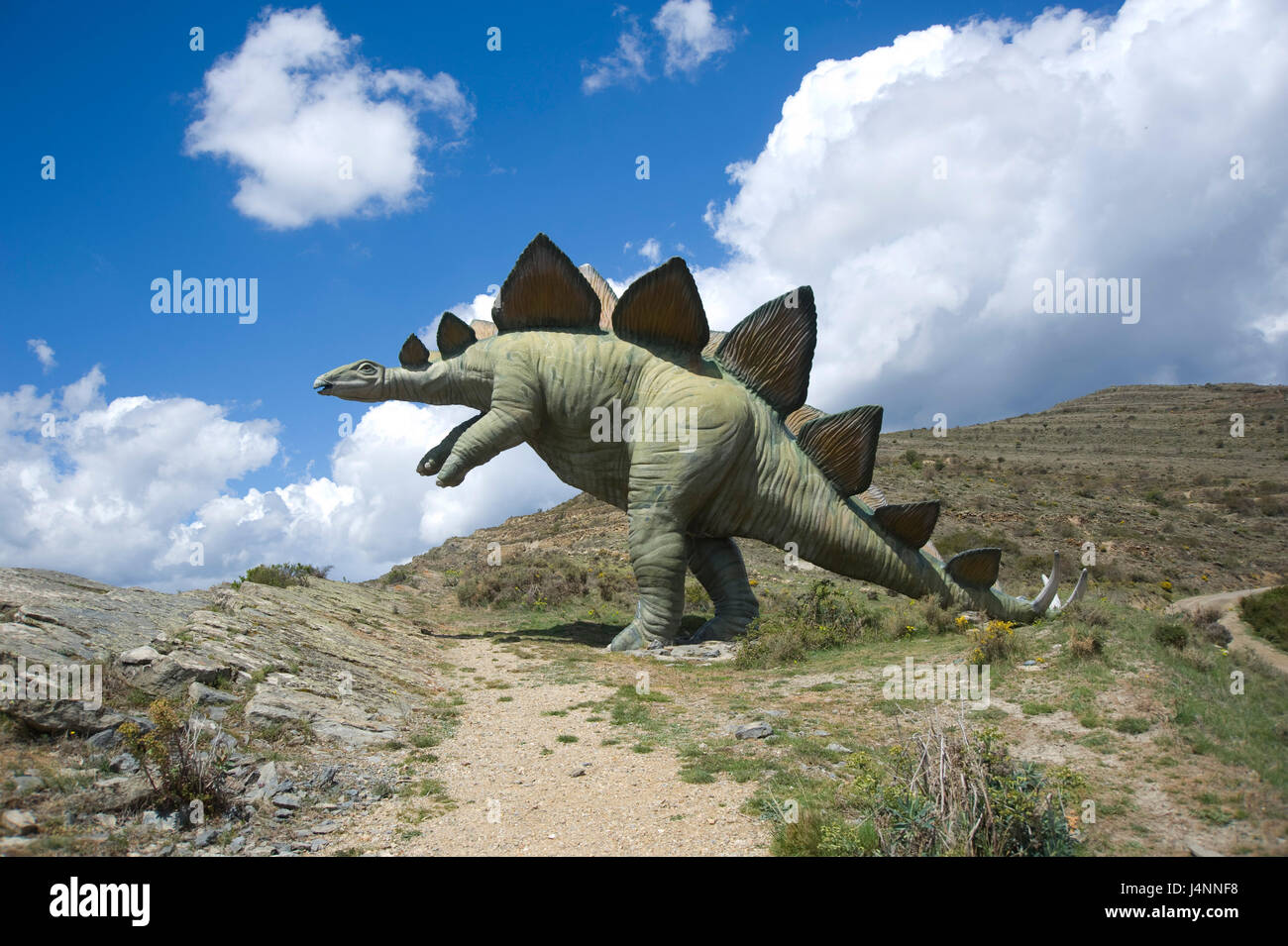 Life size replica of Stegosaurus dinosaur in Peñaportillo site near ...