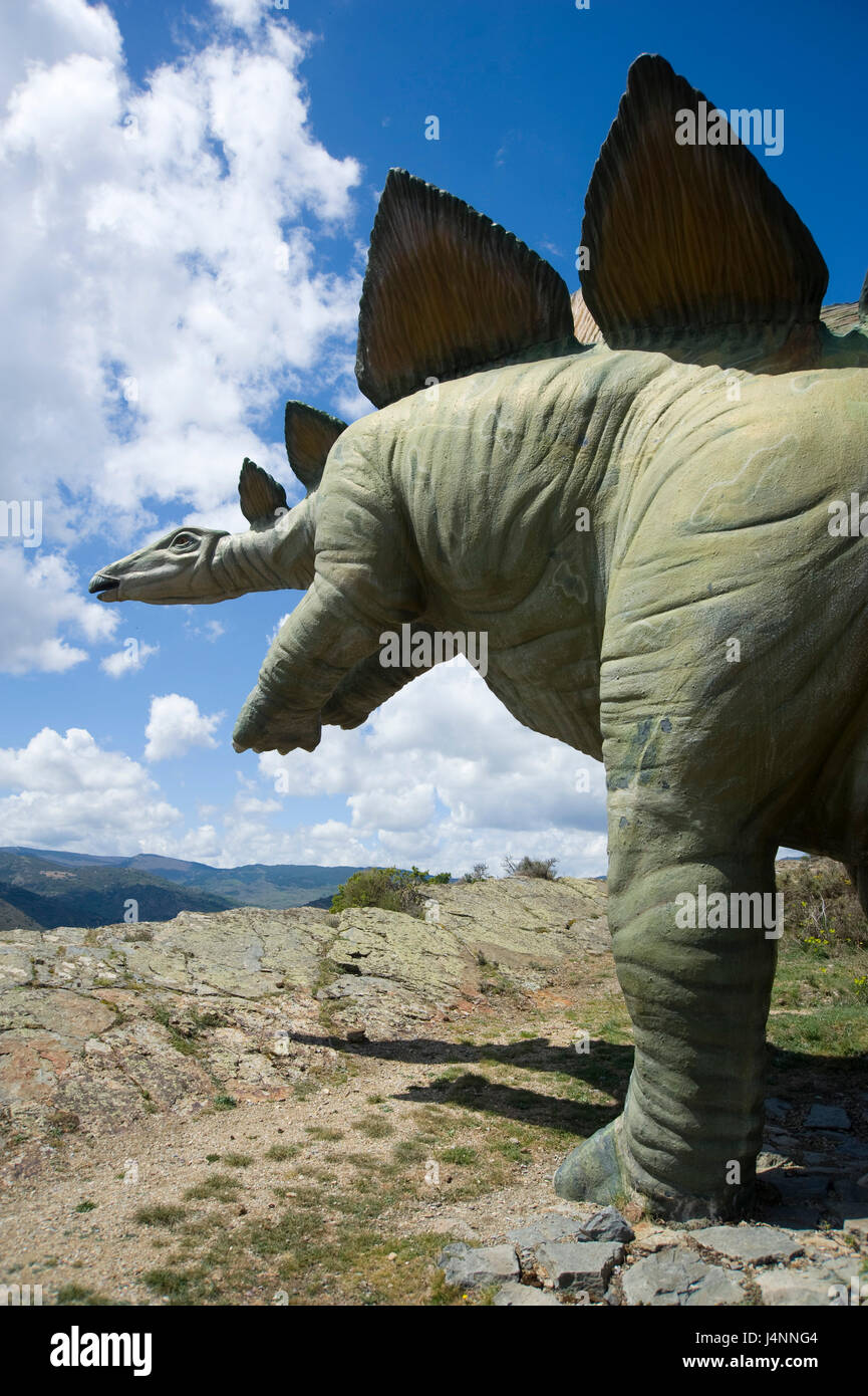 Life size replica of Stegosaurus dinosaur in Peñaportillo site near ...