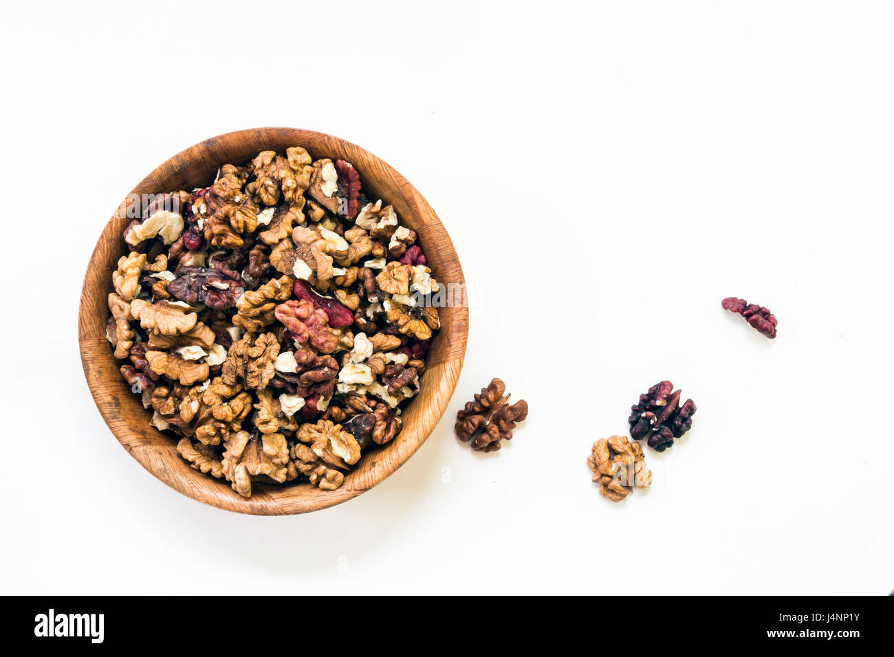 Nuts white background overhead Cut Out Stock Images & Pictures - Alamy