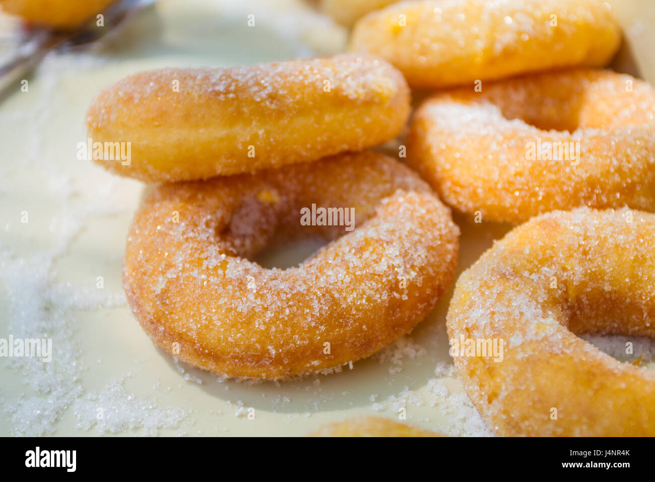 Close up Delicious many donuts in box Stock Photo - Alamy