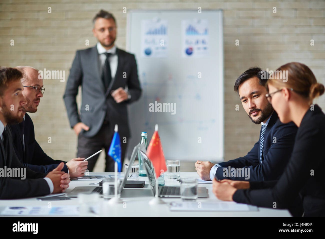 Leaders of political parties communicating at forum Stock Photo - Alamy
