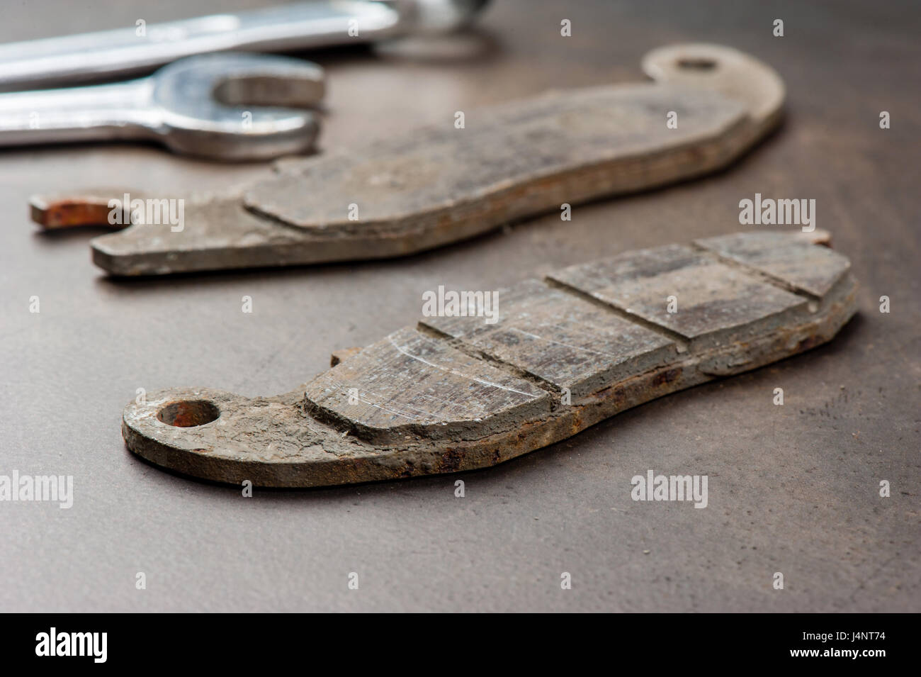 worn motorcycle disc break pads Stock Photo - Alamy