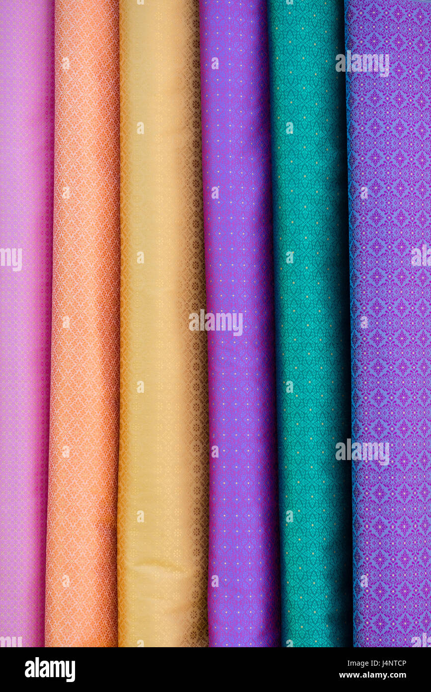 colorful Thai fabric, Thai silk Stock Photo - Alamy