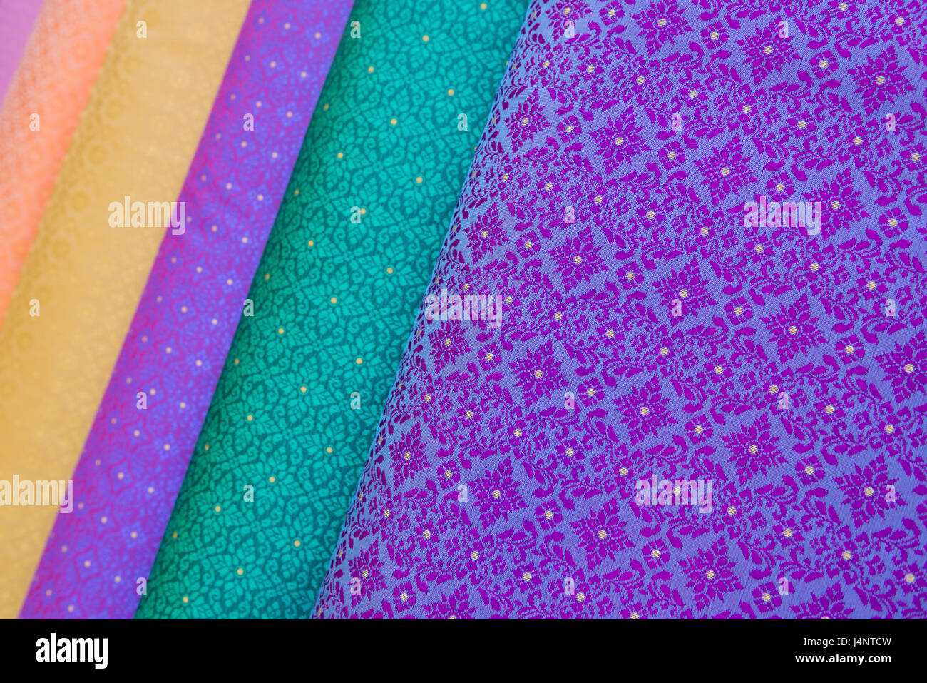colorful Thai fabric, Thai silk Stock Photo - Alamy