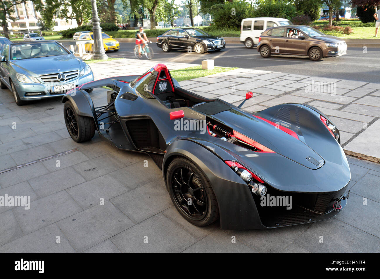 A black with red trim BAC Mono (British sports car manufacturer) parked ...
