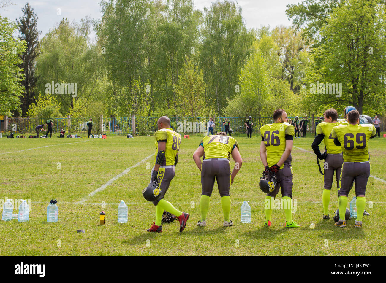 American Football team During a Break in Play Stock Photo - Alamy