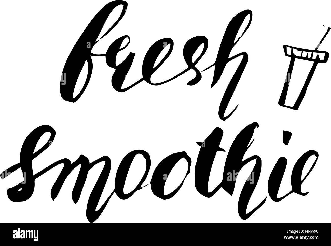 Hand drawn phrase Fresh smoothie. Lettering design for posters, t ...