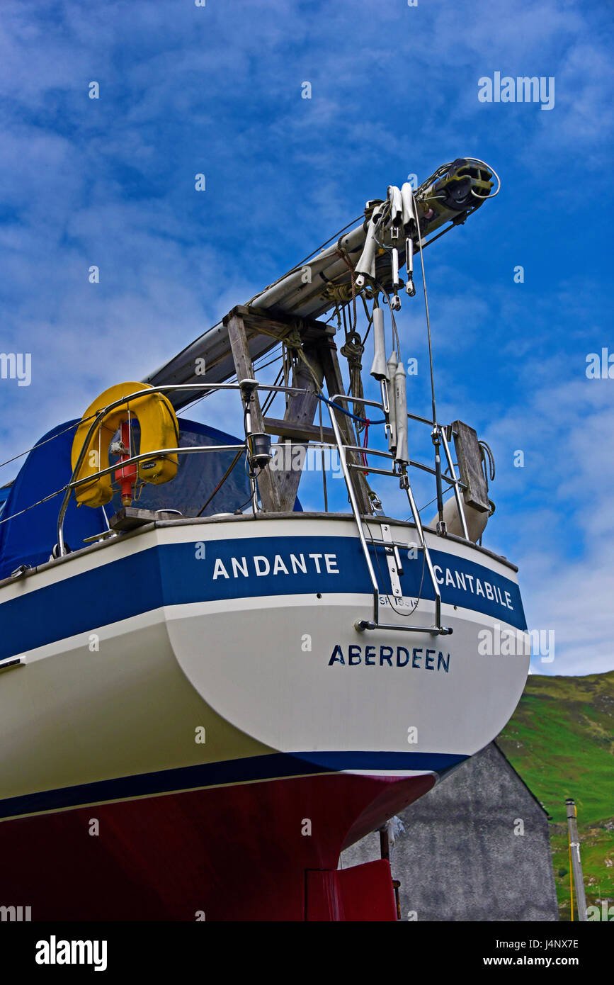 "Andante Cantabile". Detail of yacht. Stromeferry, Loch Carron, Ross ...