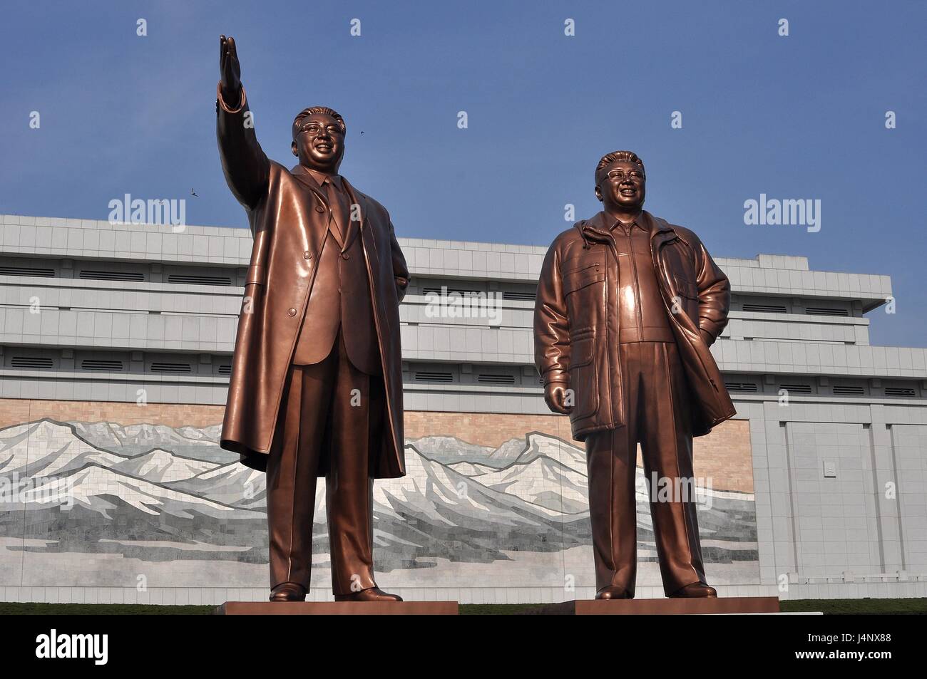 Mansudae Grand Monument, Kim Il-Sung and Kim Jong-Il. Grandfather and ...