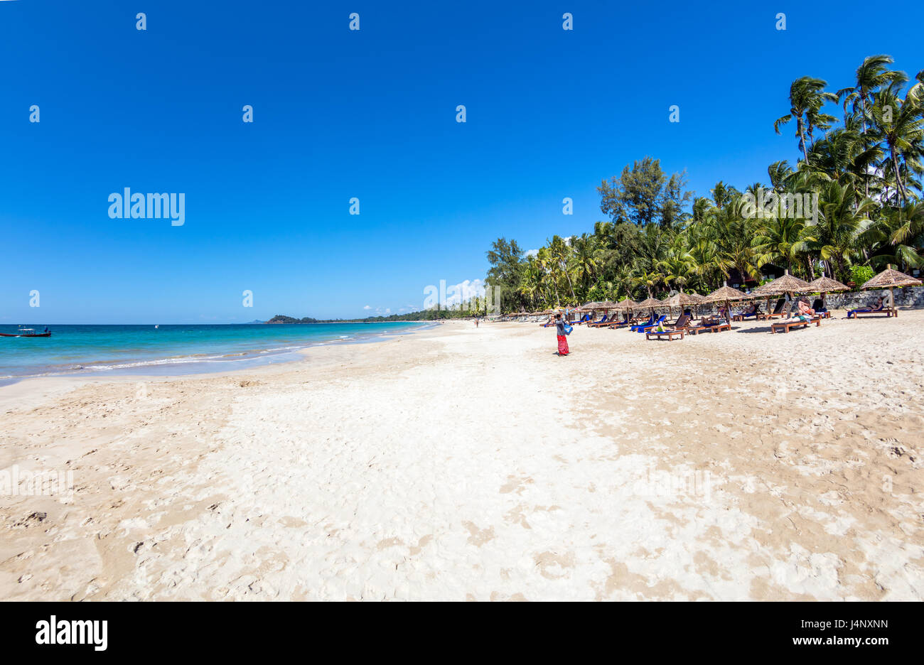 Stock Photo - Sandy beach under palm trees in Ngapali Beach, Thandwe ...