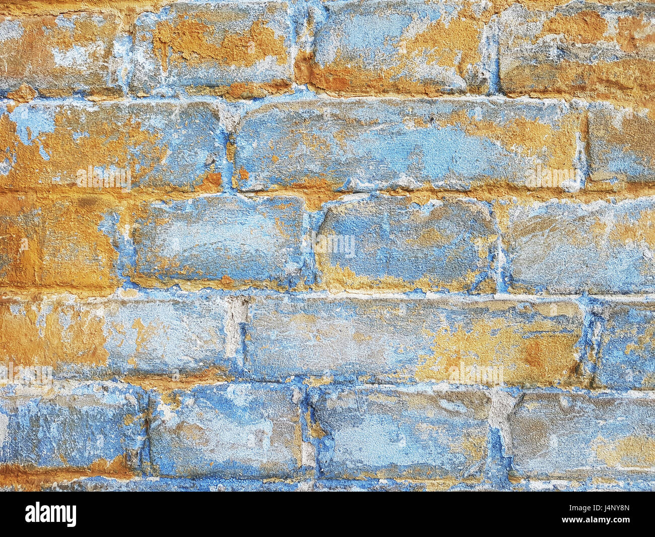 Fragment of the ancient brick wall of the last century, cement masonry ...