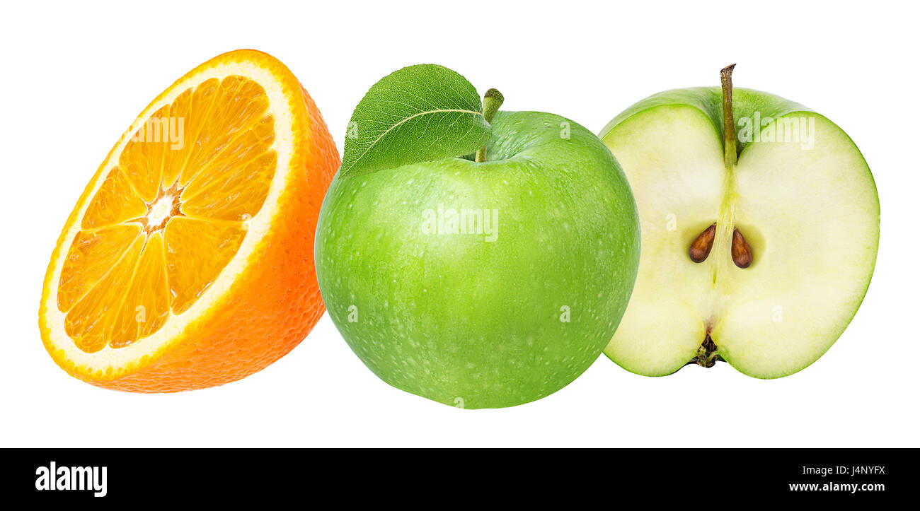 Orange and apple isolated on white background Stock Photo - Alamy