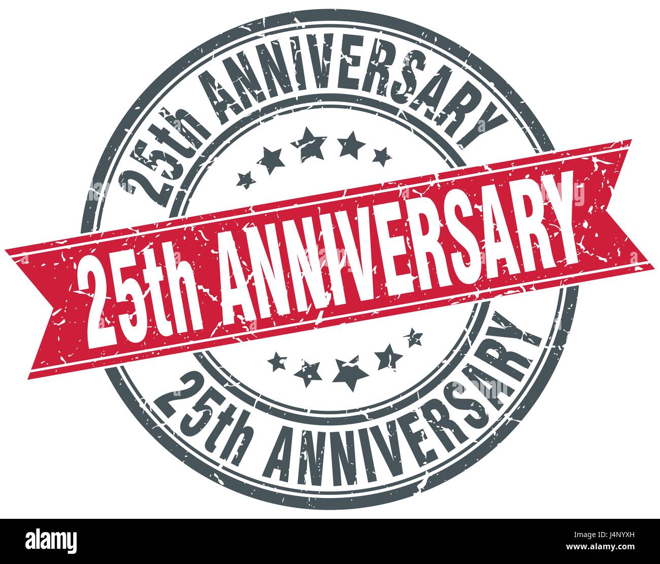 25th anniversary round grunge ribbon stamp Stock Vector Image & Art - Alamy