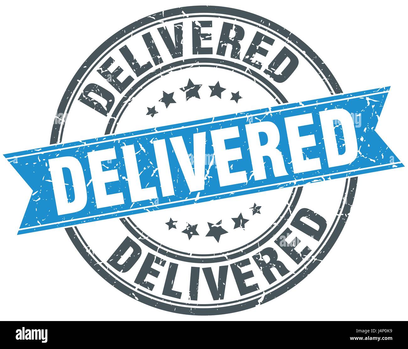 delivered round grunge ribbon stamp Stock Vector Image & Art - Alamy