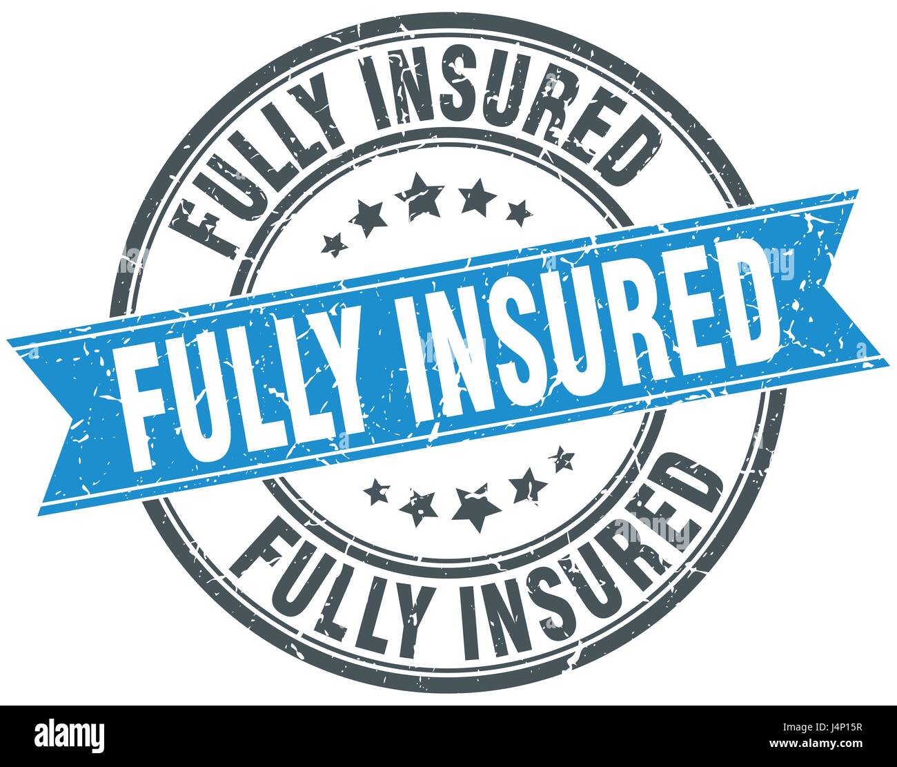 fully insured round grunge ribbon stamp Stock Vector Image & Art - Alamy