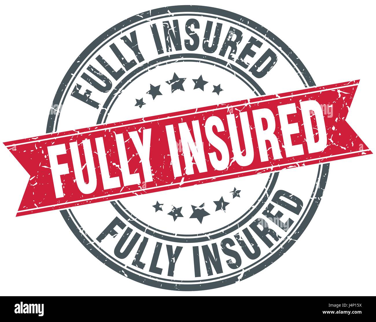 fully insured round grunge ribbon stamp Stock Vector Image & Art - Alamy