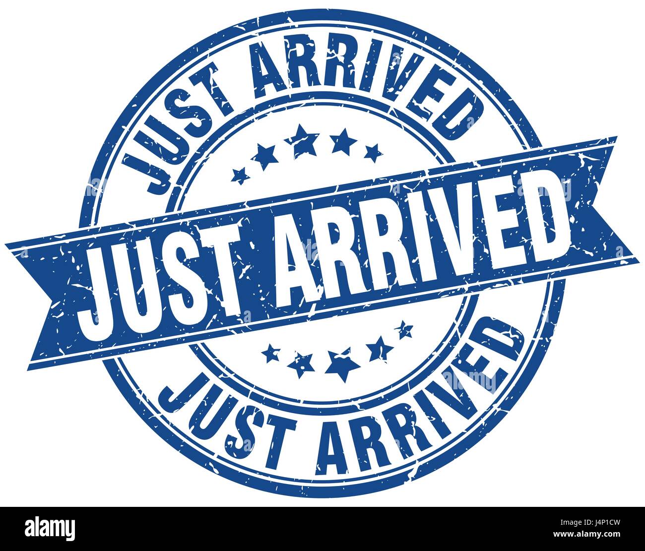 just arrived round grunge ribbon stamp Stock Vector Image & Art - Alamy