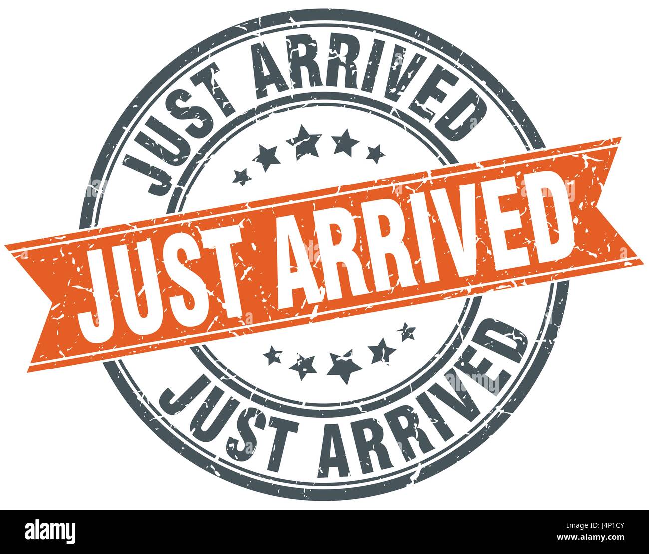 just arrived round grunge ribbon stamp Stock Vector Image & Art - Alamy