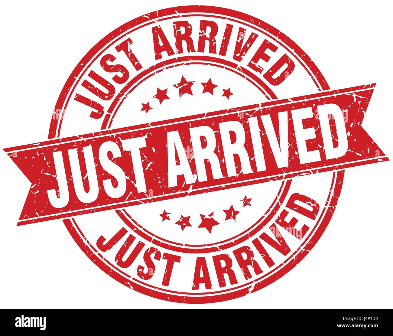 just arrived round grunge ribbon stamp Stock Vector Image & Art - Alamy