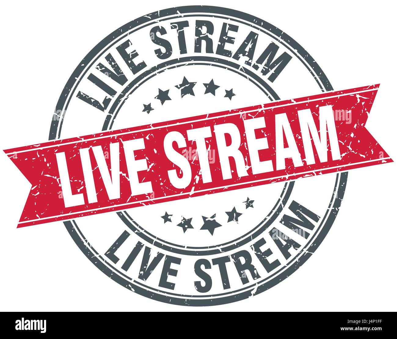 live stream round grunge ribbon stamp Stock Vector Image & Art - Alamy