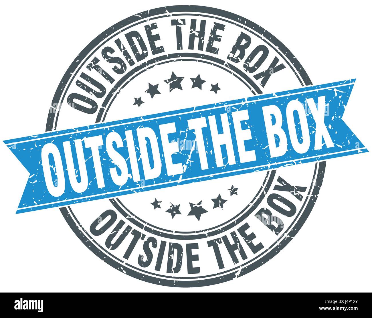 outside the box round grunge ribbon stamp Stock Vector Image & Art - Alamy