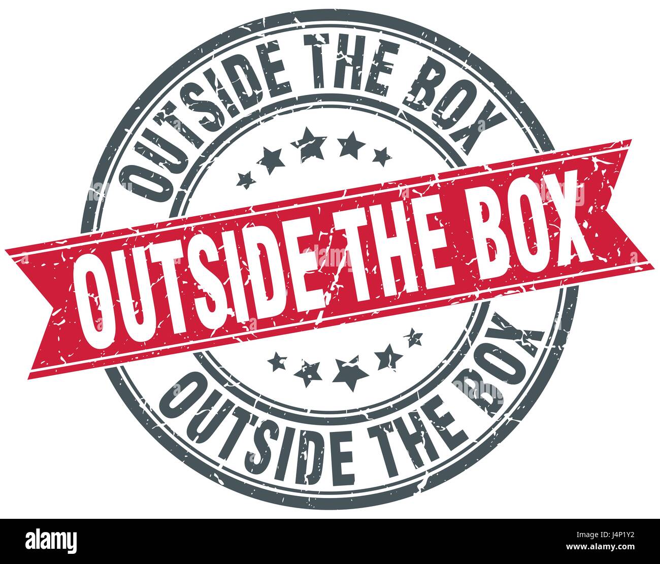 outside the box round grunge ribbon stamp Stock Vector Image & Art - Alamy