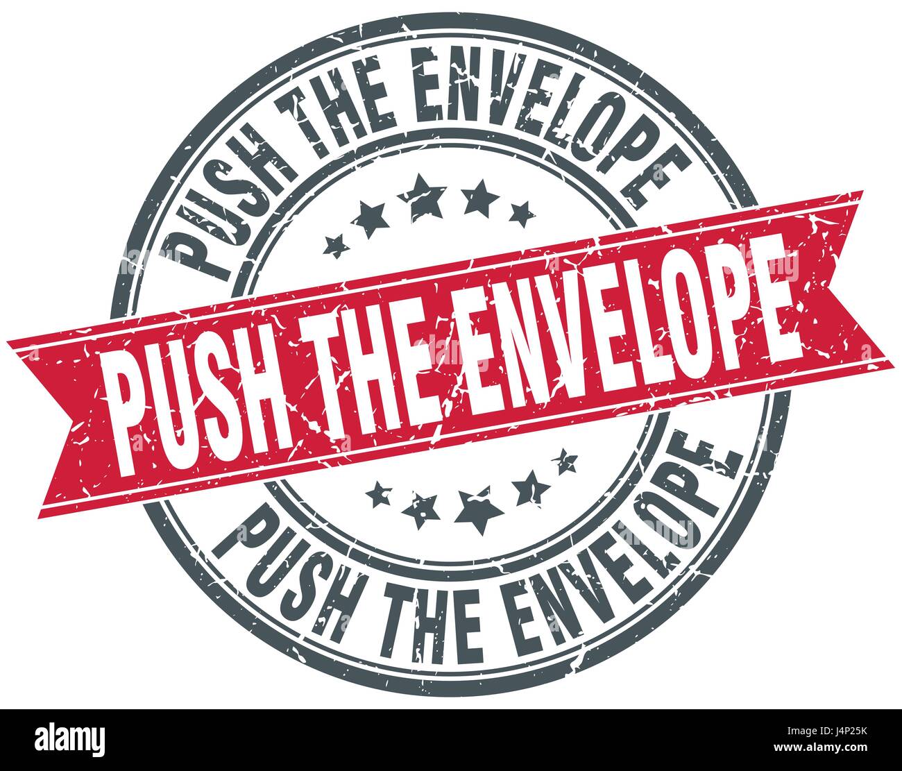 push the envelope round grunge ribbon stamp Stock Vector Image & Art ...
