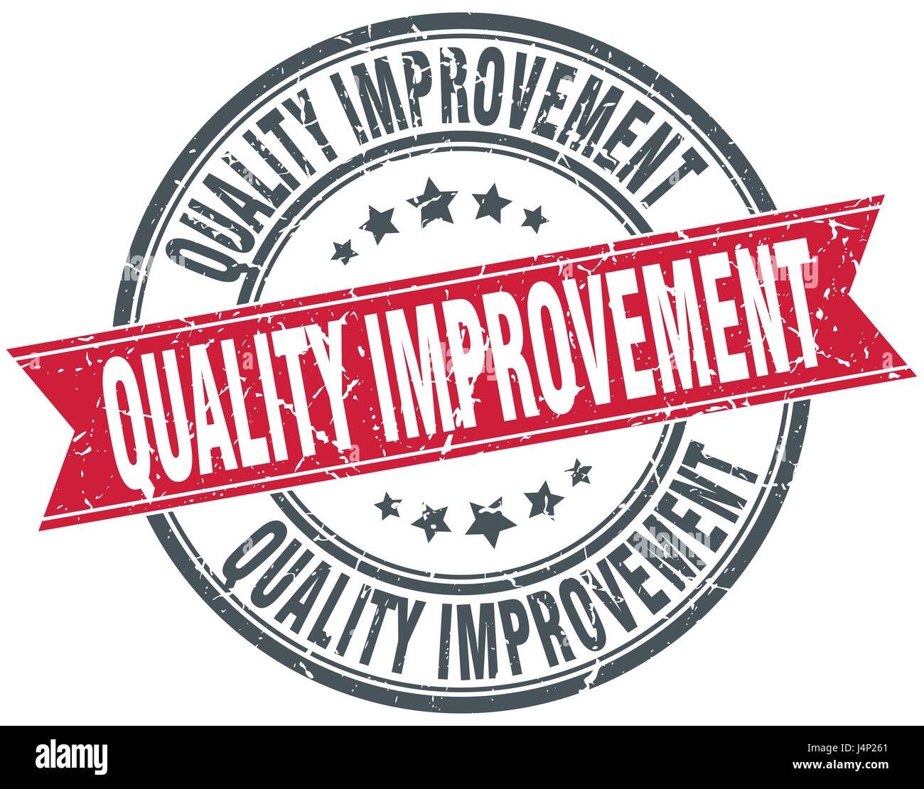 quality improvement round grunge ribbon stamp Stock Vector Image & Art ...
