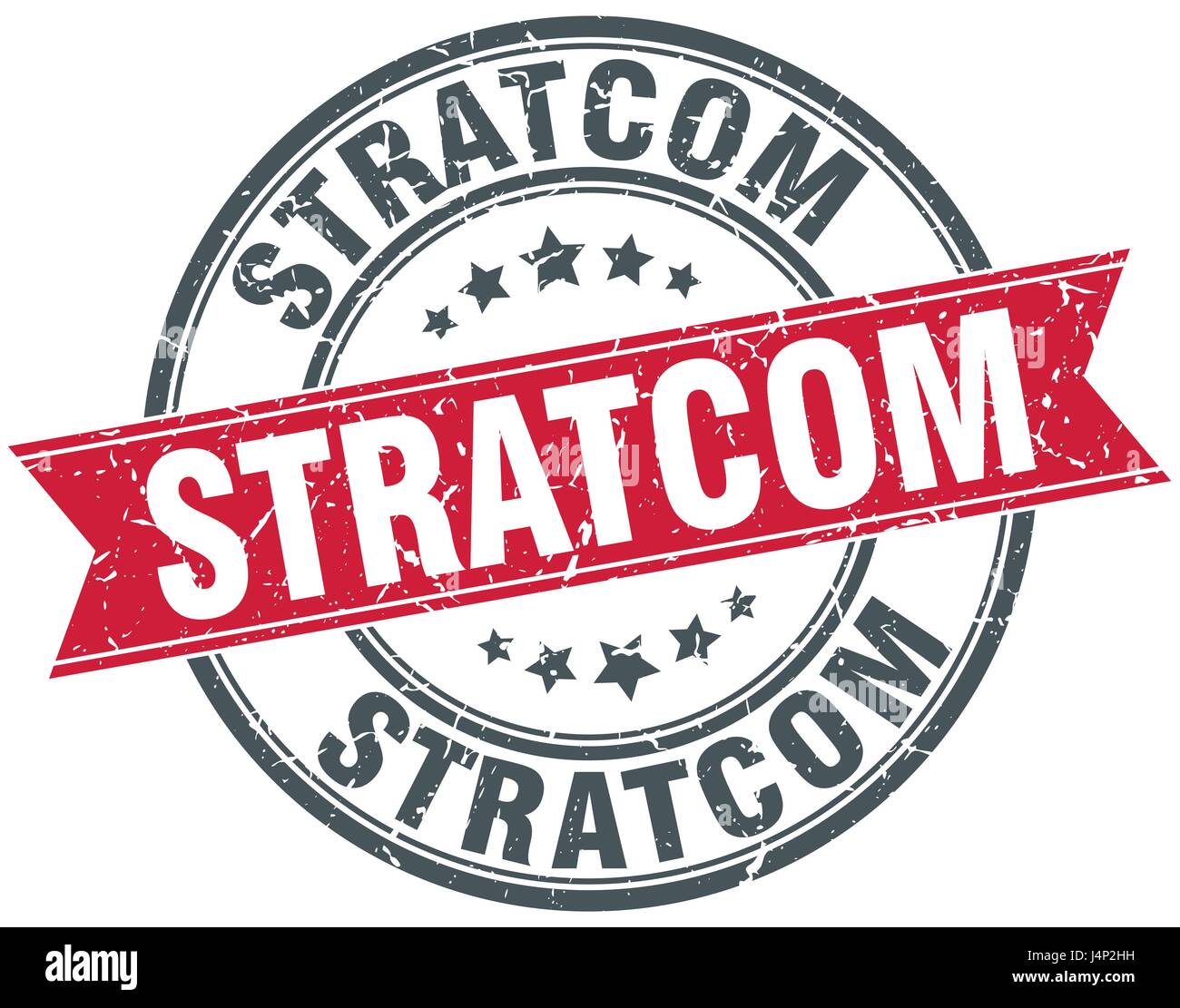 stratcom round grunge ribbon stamp Stock Vector Image & Art - Alamy