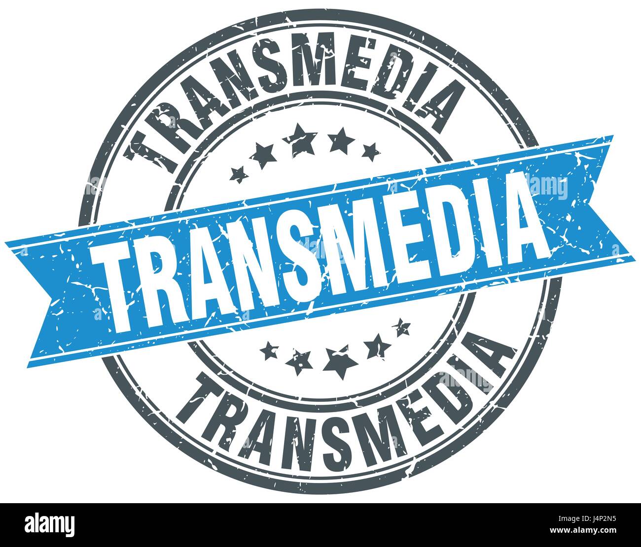 transmedia round grunge ribbon stamp Stock Vector Image & Art - Alamy