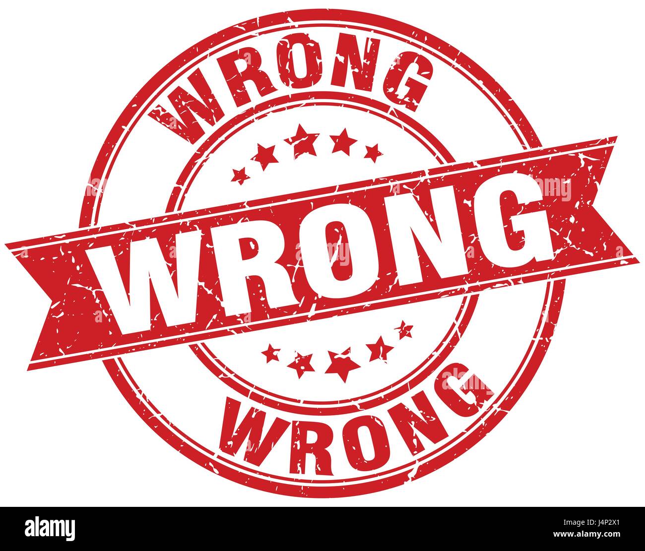 wrong round grunge ribbon stamp Stock Vector Image & Art - Alamy