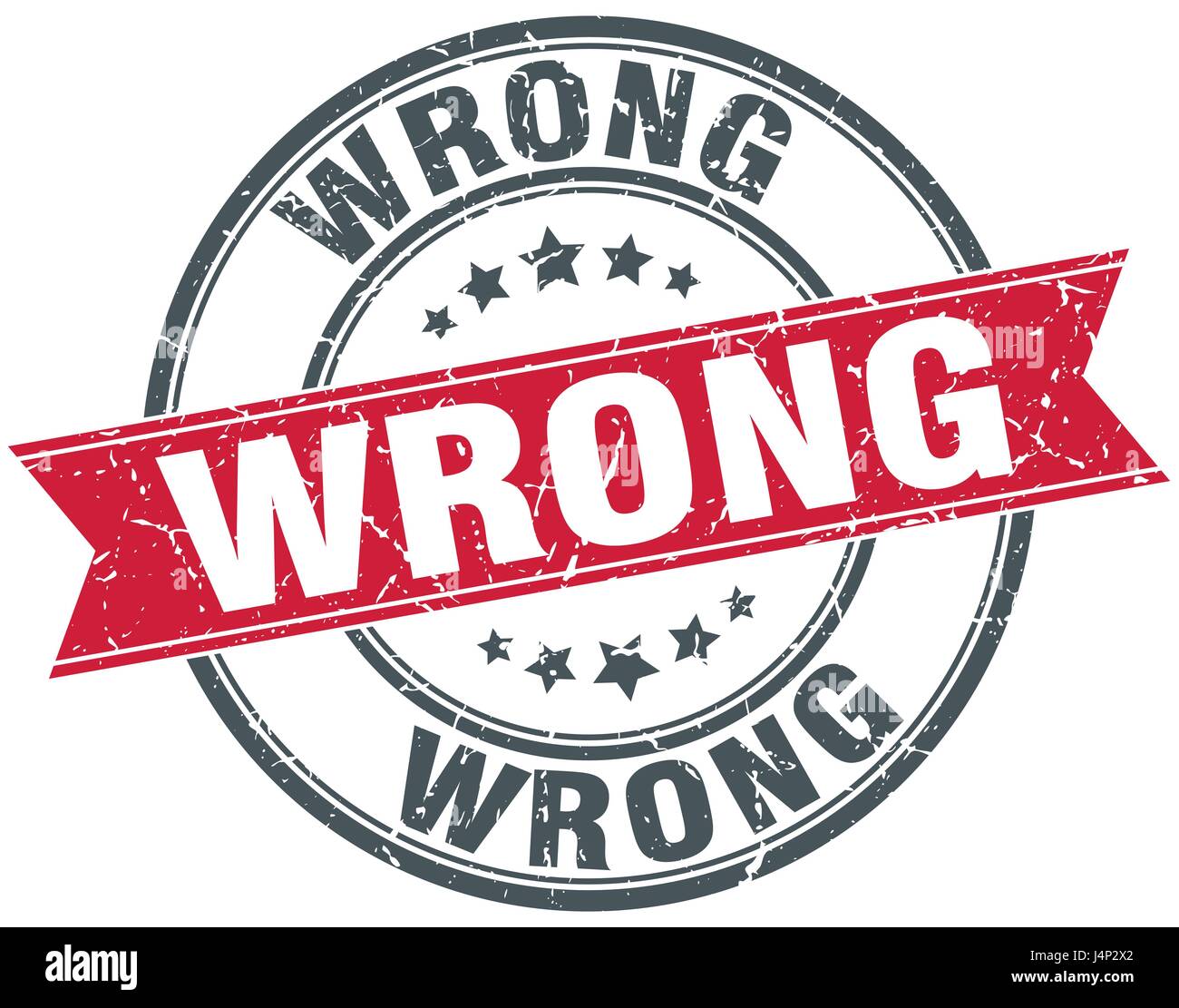 wrong round grunge ribbon stamp Stock Vector Image & Art - Alamy