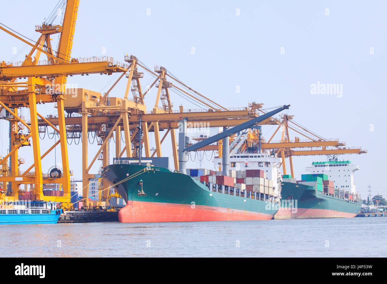 commercial ship loading container in shipping port image use for import ...