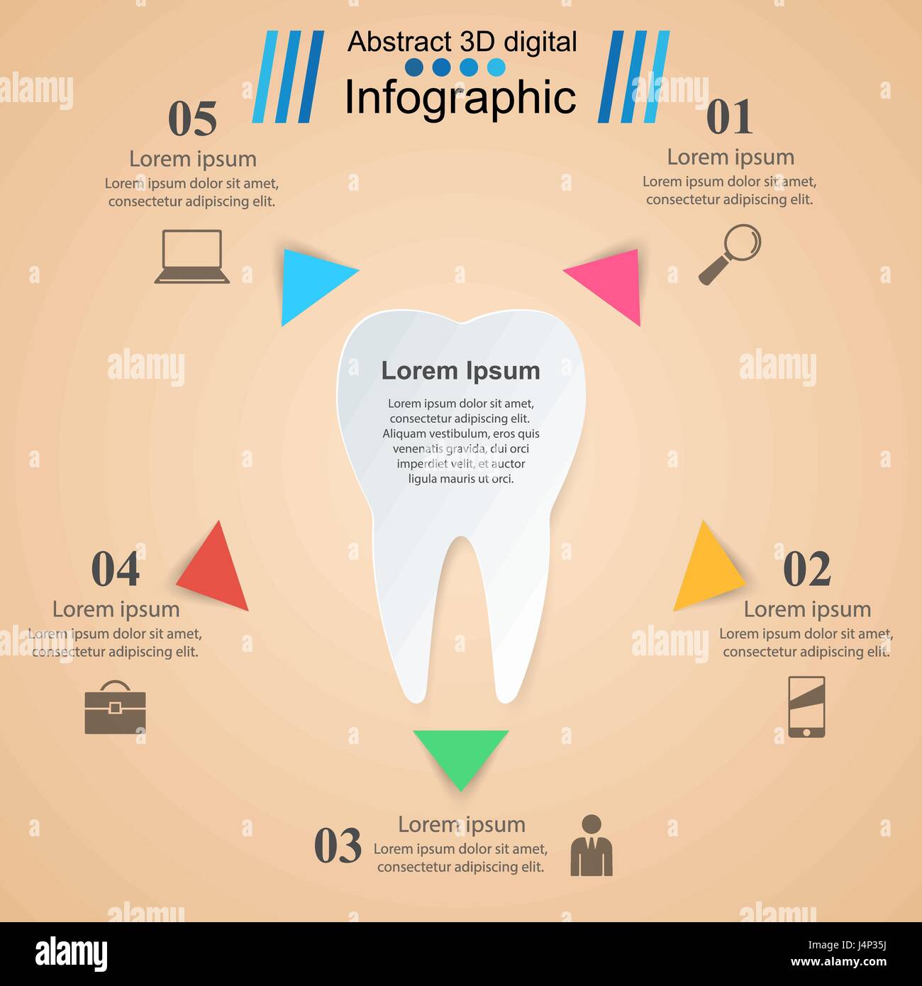 Abstract 3D digital illustration Infographic. Tooth icon Stock Vector ...