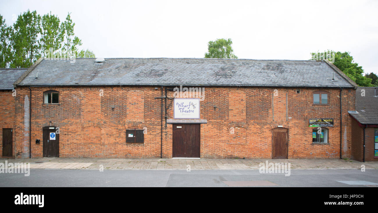DEVIZES, UK - MAY 13, 2017: Stage door entrance to the , Wharf Theatre ...