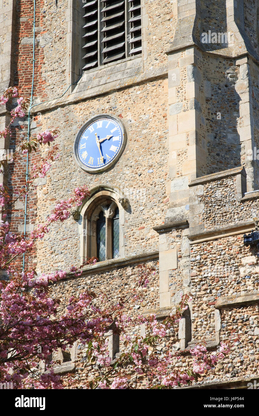 Tower of St. Mary's Church (Detail), Great Dunmow, Essex, England Stock ...