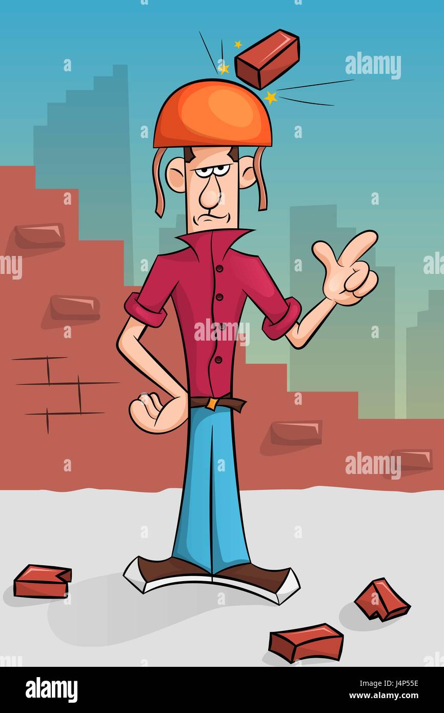 Brick builder falls on his head Stock Vector Image & Art - Alamy