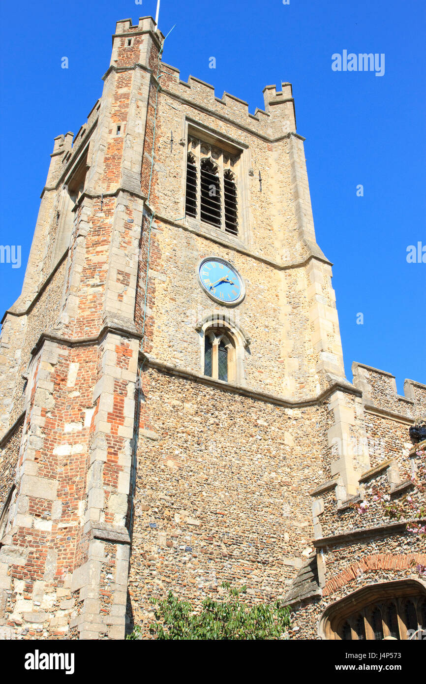 Tower of St. Mary's Church (Detail), Great Dunmow, Essex, England Stock ...