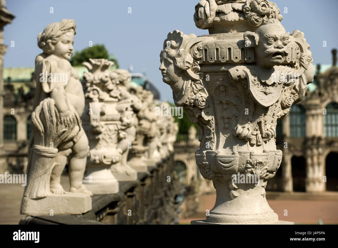 Germany, Saxony, Dresden, Old Town, kennel, balcony, balustrade ...