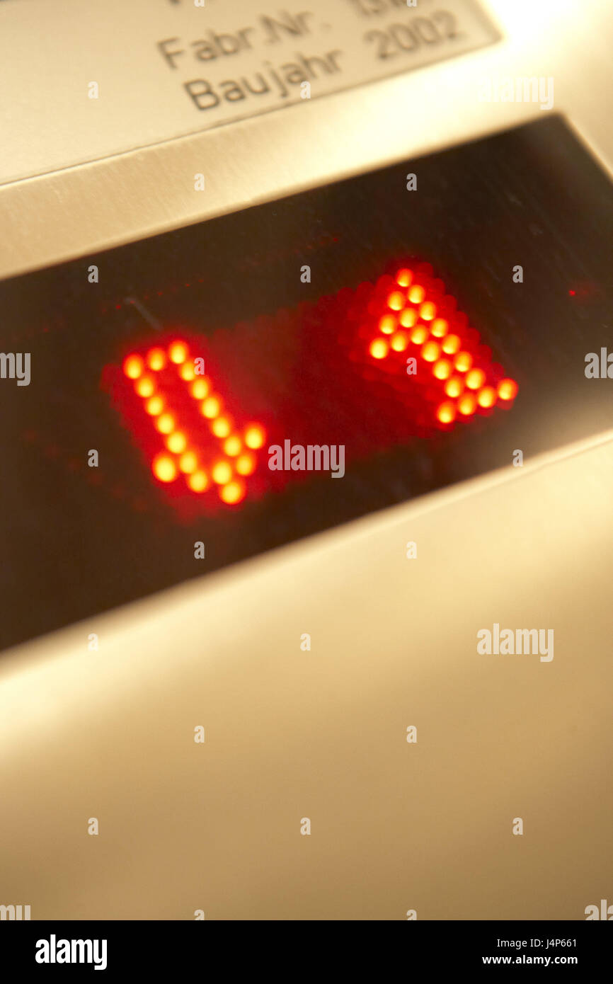 Lift, detail, digital display, floor, blur, passenger lift, lift ...