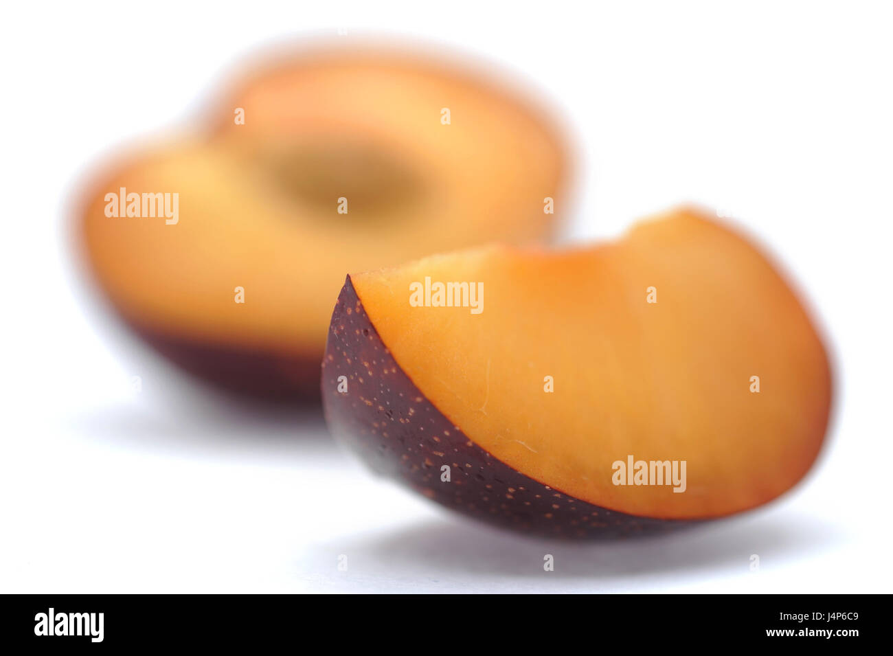 Plum, Prunus domestica, cut open Stock Photo - Alamy