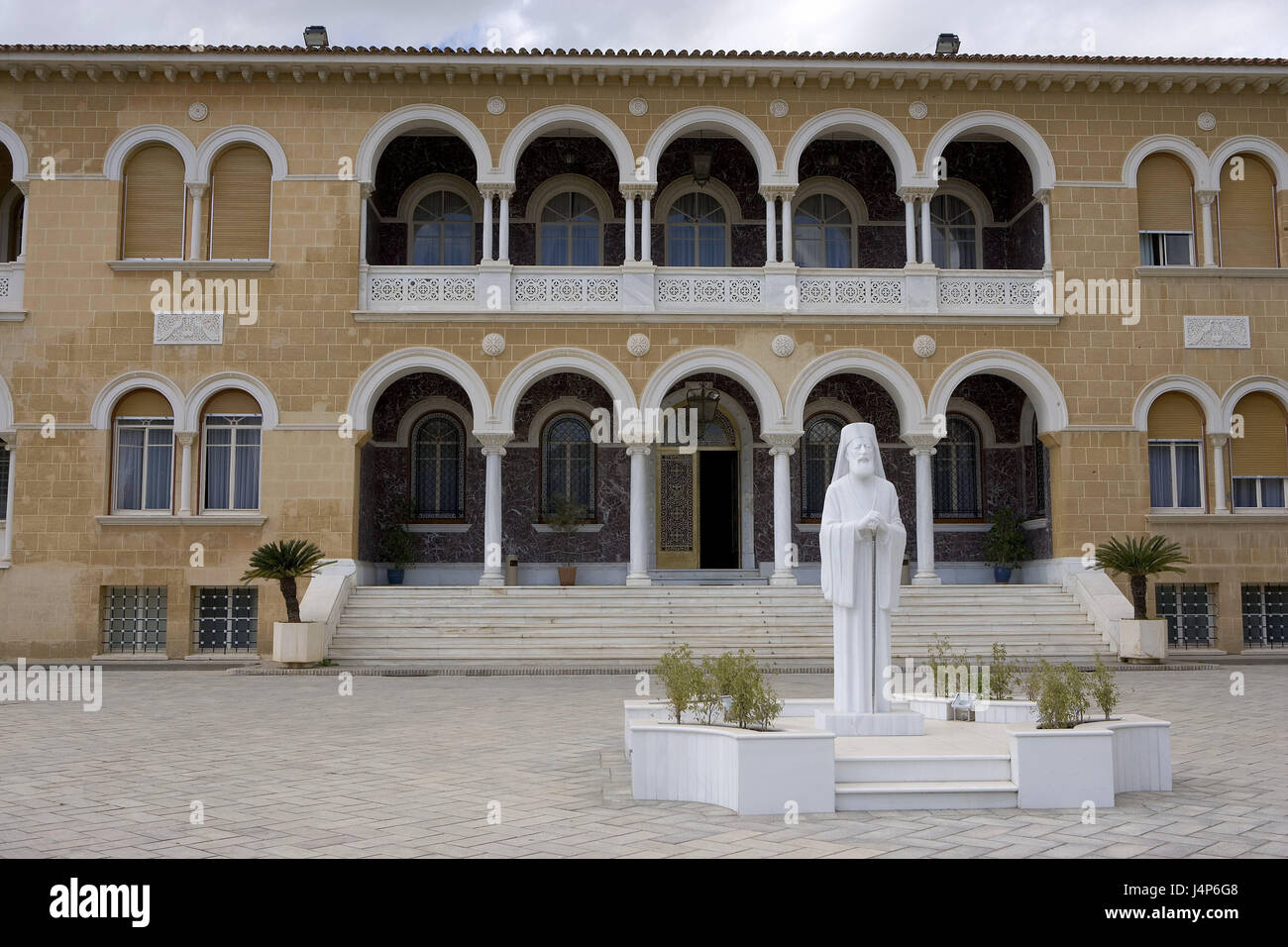 Cyprus, Nicosia, archiepiscopal palace, statue archbishop Makario III ...