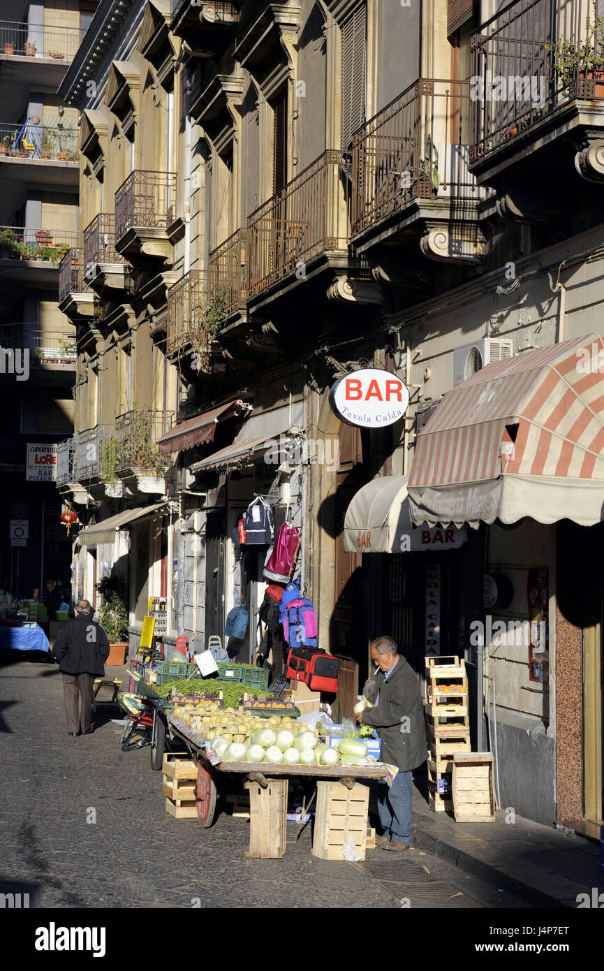 Italy, island Sicily, Catania, Piazza Carlo Alberto, market stall ...