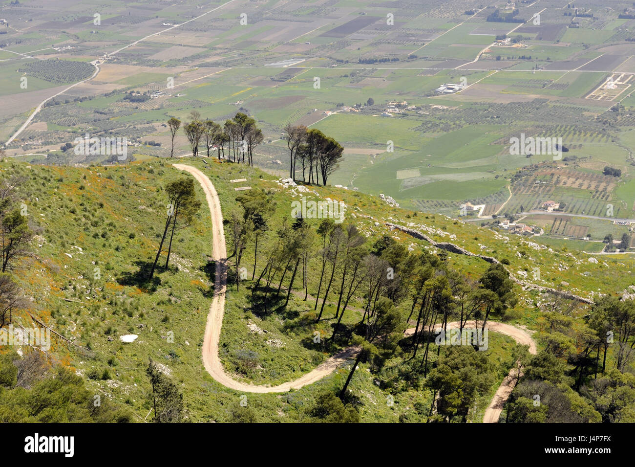 Italy, island Sicily, hill, way, scenery Stock Photo - Alamy