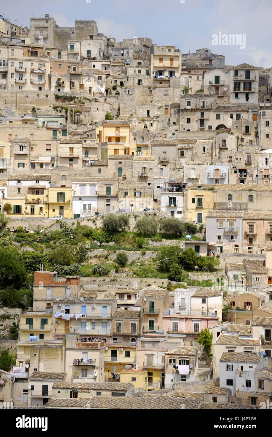 Italy, island Sicily, Modica, Modica Alta, town view, houses Stock ...