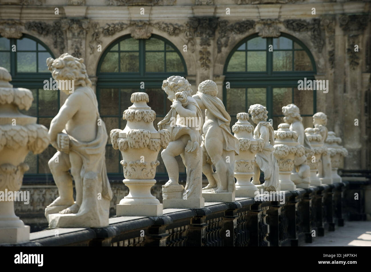 Germany, Saxony, Dresden, Old Town, kennel, balcony, balustrade ...