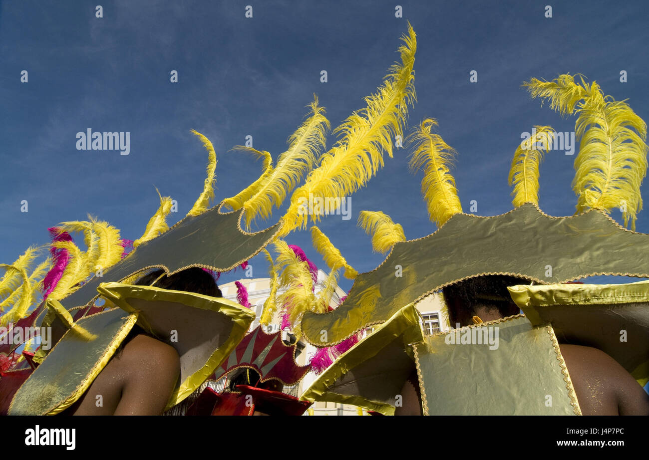 Women, panels, brightly, dance, carnival, Mindelo, Kapverden Stock ...