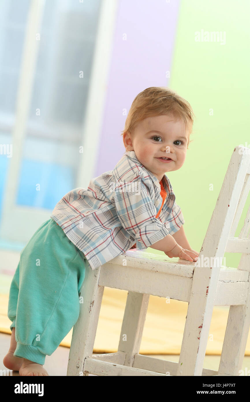 Baby, 8 months, get up, chair, model released, people, child, infant ...