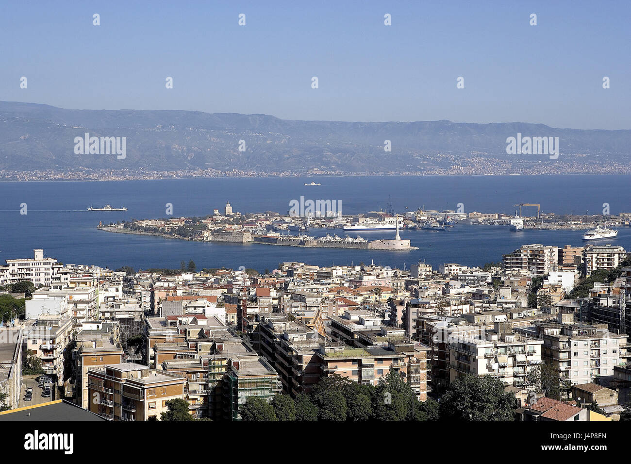 Italy, island Sicily, Messina, town view, strait Stock Photo - Alamy