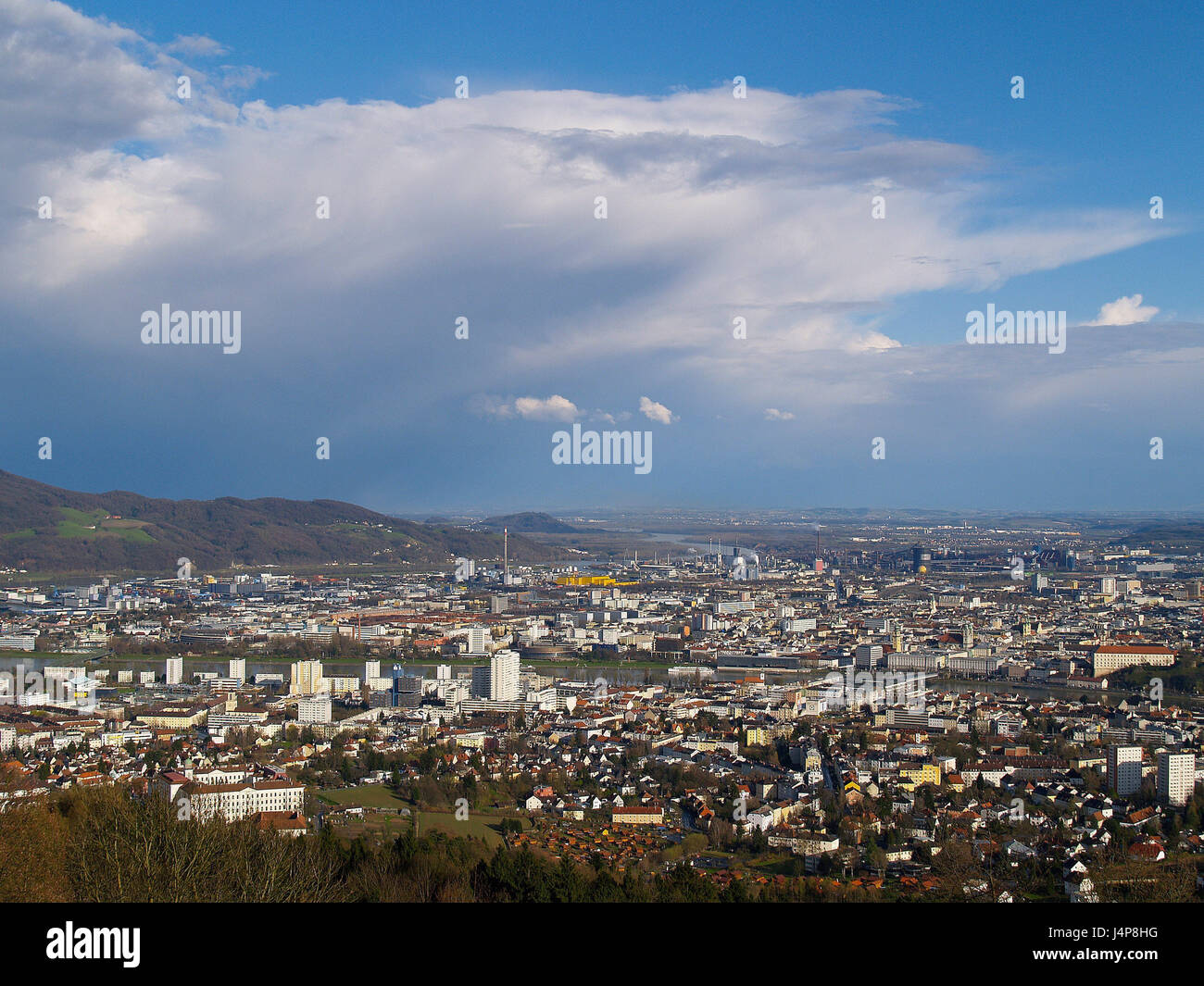 Austria, Upper Austria, Linz, town view, town, destination, place of ...